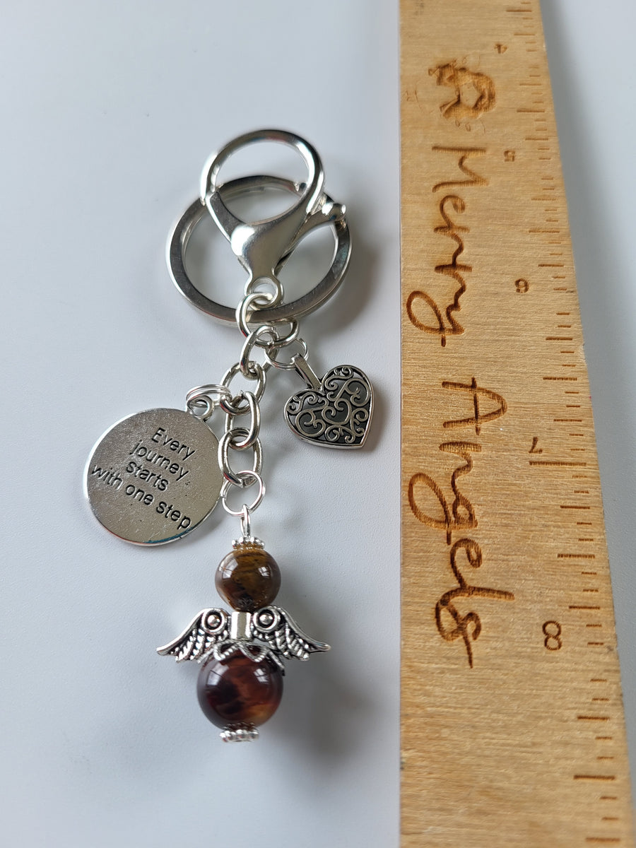 Every journey starts with one step keyring – Merry Angels